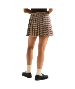 Moncler Gingham Pleated Mini Skirt - Nude