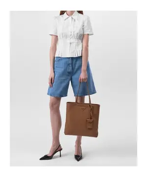 Prada Daino Soft Tote - Caramel