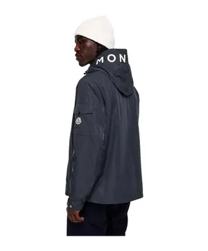 Moncler Hooded Zip-up Windbreaker With Logo Patch