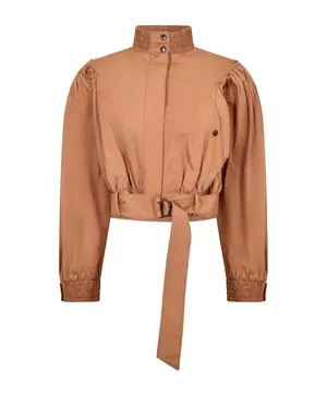 Chloé Cropped Jacket With Belted Waist And Puff Sleeves
