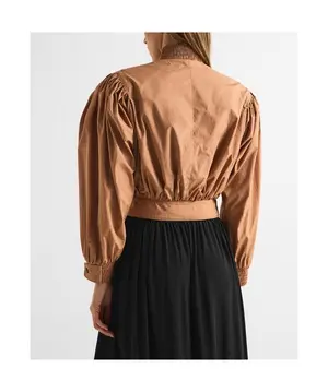 Chloé Cropped Jacket With Belted Waist And Puff Sleeves