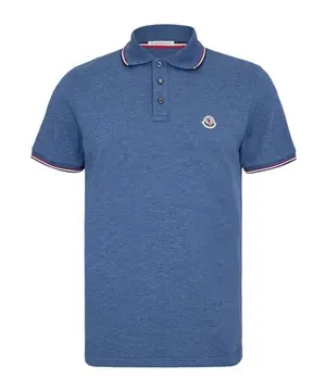 Moncler Logo Cotton Maglia Polo Shirt - Blue