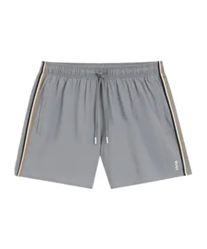 Hugo Boss Elastic-waist Swim Trunks - Grey