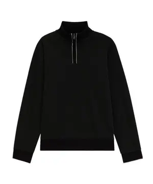 Hugo Boss Half-zip Micro-textured Sweatshirt - Black