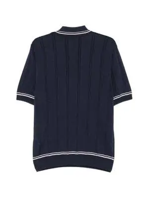 Eleventy Cable-knit Striped-trim Polo Shirt