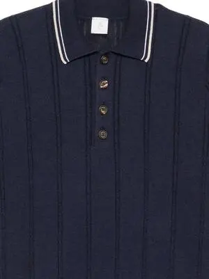 Eleventy Cable-knit Striped-trim Polo Shirt