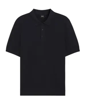Hugo Boss Regular-fit Knit Polo In Structured Fabric - Dark Blue