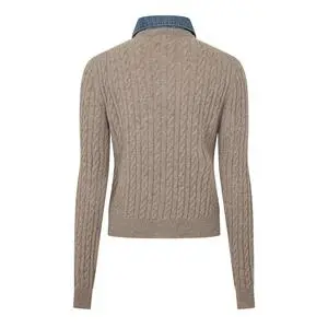 Miu Miu Cashmere Knit Cardigan With Denim Collar - No