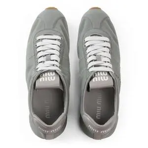 Miu Miu Plume Suede Sneakers - Gray
