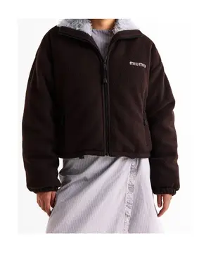 Miu Miu Zip-up Fleece Jacket With Faux Fur Collar