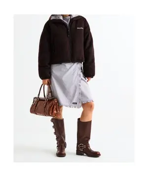 Miu Miu Zip-up Fleece Jacket With Faux Fur Collar