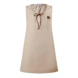 Miu Miu Panama Mini Dress With Tie Detail - Nude