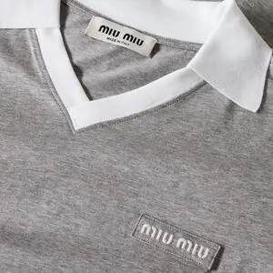 Miu Miu Jersey Top Knitted Long Sleeve Polo Shirt