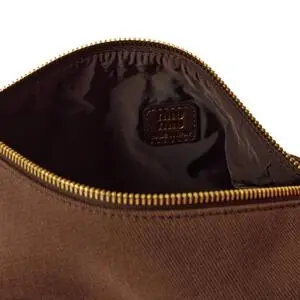 Miu Miu Twill Fabric Handbag With Orange Rope Detail - Brown