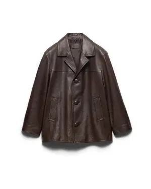 Prada Nappa Leather Caban Jacket - Brown