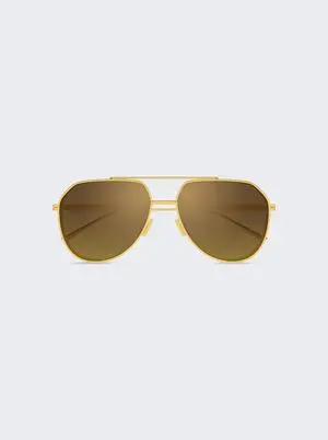 Bottega Veneta Metal Aviator Sunglasses - Gold