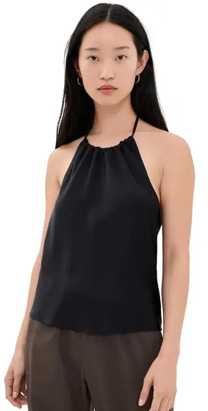 Donni. The Silk Halter Top - Jet