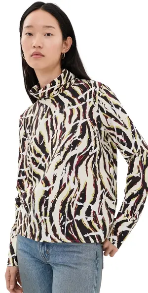Proenza Schouler White Label Printed Mock Neck Long Sleeve Top - Acid Multi