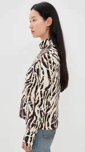 Proenza Schouler White Label Printed Mock Neck Long Sleeve Top