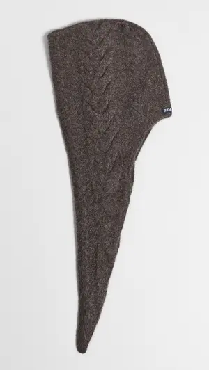 Sea Cable Knit Hood Scarf - Charcoal
