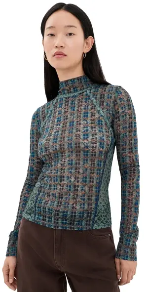 Free People Lyric Lace Mock Neck Long Sleeve Top