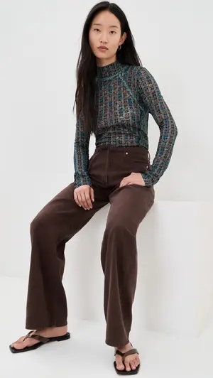 Free People Lyric Lace Mock Neck Long Sleeve Top