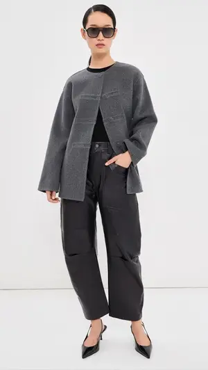 NILI LOTAN Shon Leather Barrel Pants