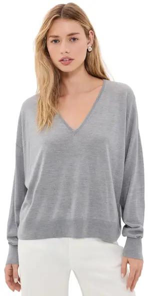 Jenni Kayne Dree V Neck Sweater - Heather Grey