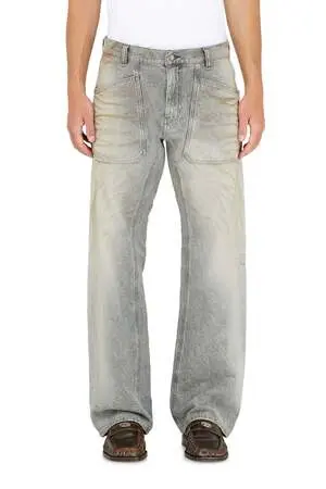 DIESEL® D-zeta Relaxed Fit Jeans With Maxi Utility Pockets - Grey