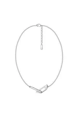 DIESEL® Stainless Steel Band Necklace With Logo Detail