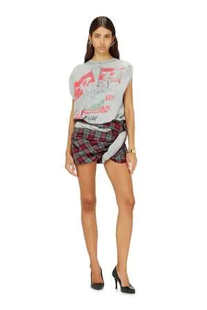 DIESEL® Playsuit In Jersey And Check Wool - Grey
