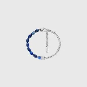 DIESEL® Lapis Lazuli Beaded Bracelet With -tone Stainless Steel - Silver