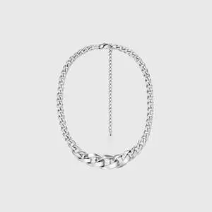 DIESEL® Stainless Steel Chain Necklace With Oval D Logo - Silver