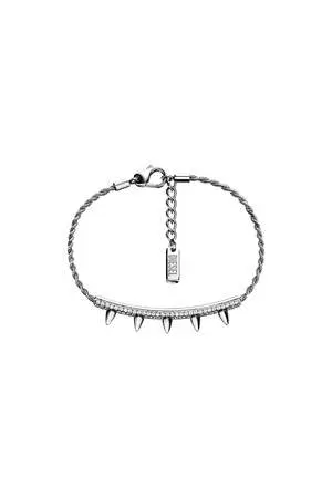 DIESEL® Stainless Steel Pave Studded Chain Bracelet - Silver
