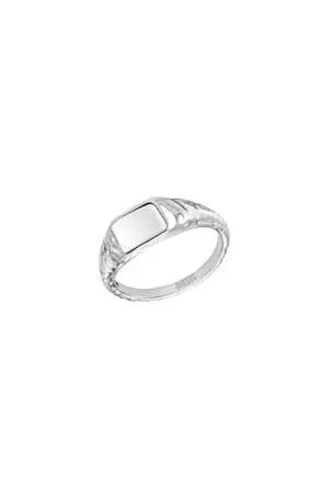 DIESEL® Stainless Steel Signet Ring - Silver