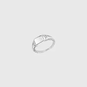 DIESEL® Stainless Steel Signet Ring - Silver