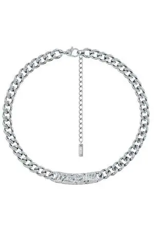 DIESEL® Stainless Steel Chain Necklace With Logo Detail - Silver