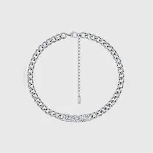 DIESEL® Stainless Steel Chain Necklace With Logo Detail - Silver