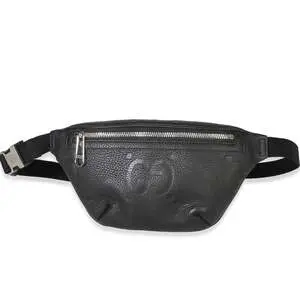 Gucci Piuma Calfskin Jumbo Gg Embossed Belt Bag - Black
