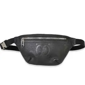 Gucci Piuma Calfskin Jumbo Gg Embossed Belt Bag - Black