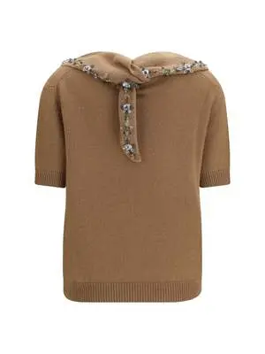 Prada Cashmere Sweater With Embellished Jewel Scarf