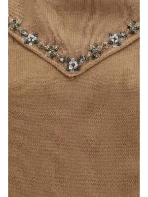 Prada Cashmere Sweater With Embellished Jewel Scarf
