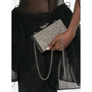 SELF-PORTRAIT Embellished Crystal Bow Box Clutch