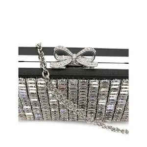 SELF-PORTRAIT Embellished Crystal Bow Box Clutch
