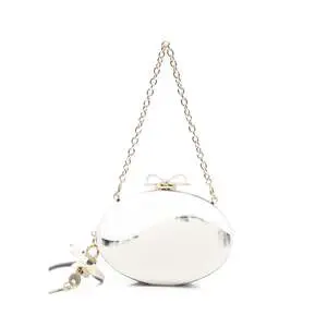 SELF-PORTRAIT Crystal-embellished Bow Clasp Clutch Bag - Cream