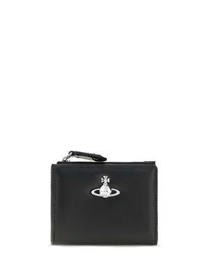 VIVIENNE WESTWOOD Slim Flap Leather Card Holder - Black