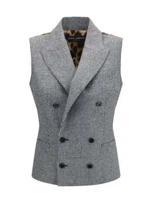 Dolce & Gabbana Prince Of Wales Double Breasted Vest - Gray