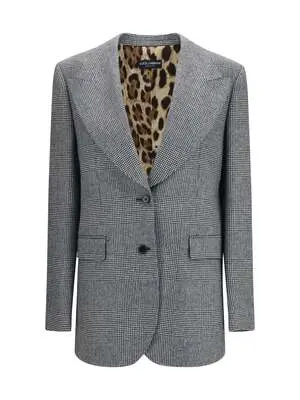 Dolce & Gabbana Prince Of Wales Single Breasted Blazer - Gray