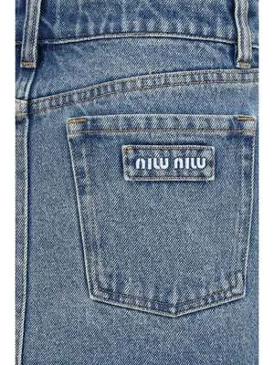 Miu Miu Frayed Hem Denim Mini Skirt