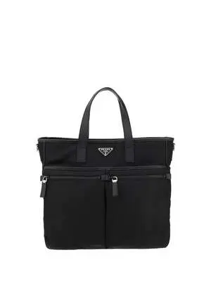 Prada Logoed Tote Bag - Black